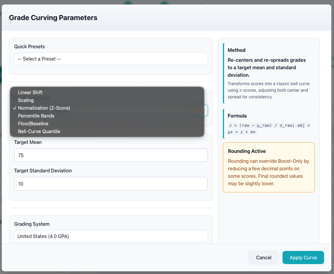 CurveGrades - FREE Statistical Grade Analysis & Curving Tool for Educators